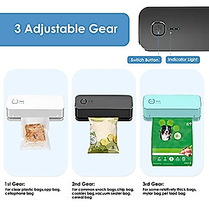 ODSD Bag Sealer Rechargeable, 3.9 inch Heating Length Mini Bag Resealer Portable Vacuum Sealer Machine Kitchen Gadget & 3 Sealing Gear, One Press to Quick Heat Seal for Mylar Food Plastic Chip Bags