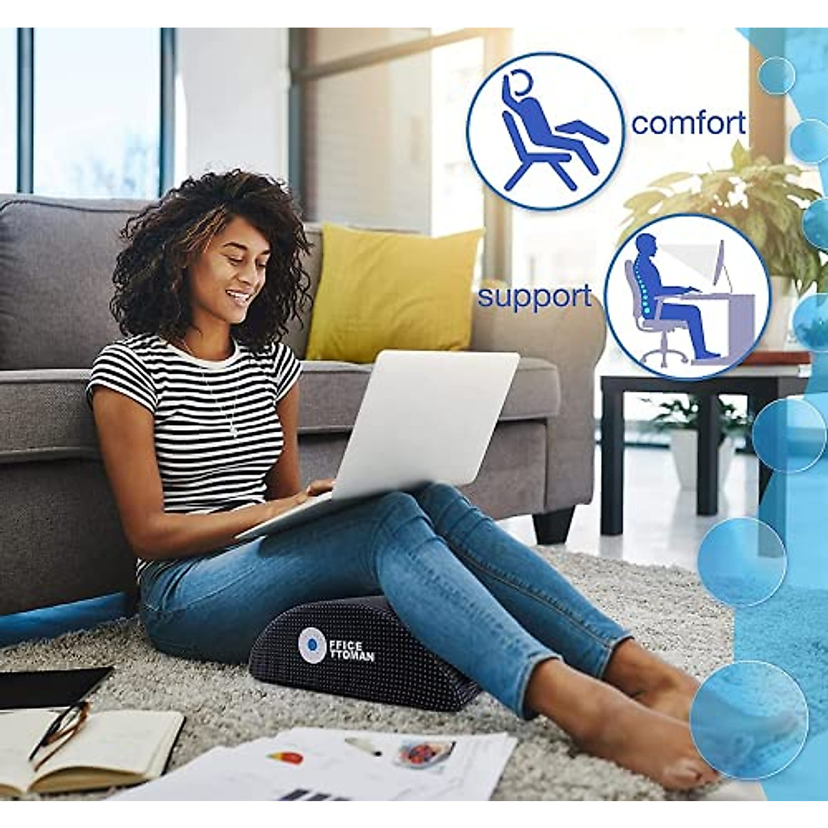 Office Ottoman Foot Rest for Under Desk at Work, Premium Ergonomic Footrest and Foot Stool for Desk, Excellent Leg Clearance & Firm Support