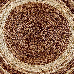 Flash Furniture Prima Natural Fiber Jute Area Rug 4 Foot Round - Braided Indoor Jute Rug - Natural Area Rugs