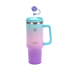 ICEWATER Horizon- 40 oz Tumbler with Lid and Straw | 100% Leak Proof Insulated Tumbler with Handle,Cup Holder Friendly,Water Bottle for Coffee,Keep Cold for up 36 Hours (Rainbow)