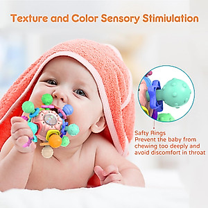 Teething Toys for Babies 0-6 Months: Sensory Toys for Infant - Baby Learning Developmental Toys Chewable Freezable Rattle Newborn Gifts for Boys Girls