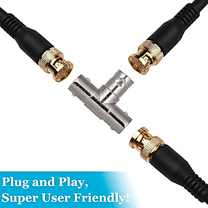 Warmstor 6-Pack BNC Female to BNC Dual Female Adapter Splitter BNC Cable 3-Way Connector for for Antenna CCTV DVR Camera
