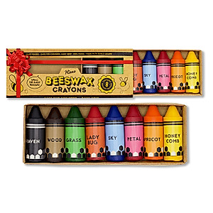 Hieno 100% Pure Beeswax Crayons Non Toxic Handmade - Natural Jumbo Crayons Safe For Kids & Toddlers With Natural Food Coloring - Crayon For Toddlers Shaped For Perfect Grip (Rounded) - Toddler Colors