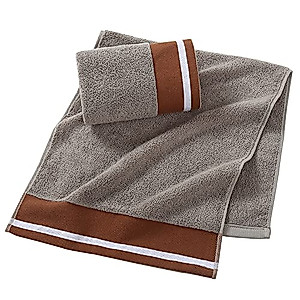 YiLUOMO 100% Cotton Brown Hand Towel Set of 2 Highly Absorbent Soft Hand Towel for Bathroom Home 13 x 29 Inch