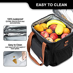 LAKIDAY Large Lunch Bag for Women/Men 17L (24Can) Cooler bag Lunch Tote Box Container with Adjustable Shoulder Strap Leakproof for Work/Picnic/Fishing(BLack)