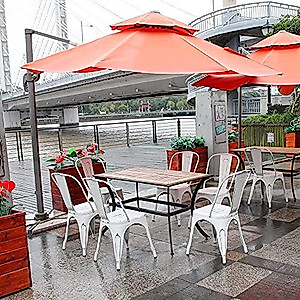 Furmax Metal Chairs Indoor/Outdoor Use Stackable Chic Dining Bistro Cafe Side Chairs Set of 4 (Distressed White)