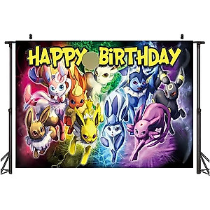 7X5FT Anime Backdrop Cartoon Animation Theme Background Happy Birthday Party Banners for Photoshoot Kids Baby Waterproof Tapestry Reusable Photography Party Supplies Decorations Studio Booth Props