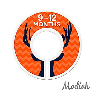 Modish Labels Baby Clothes Size Dividers, Baby Closet Organizers, Size Dividers, Baby Closet Organizers, Closet Dividers, Clothes Organizer, Nursery, Boy, Woodland, Deer, Navy, Orange, Gray (Baby)
