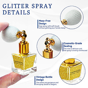 Silver Body Glitter Spray, Gold Glitter Spray for Hair and Body Glitter Makeup, Extra Fine Hair Glitter for Rave Nail Christmas Craft Clothes