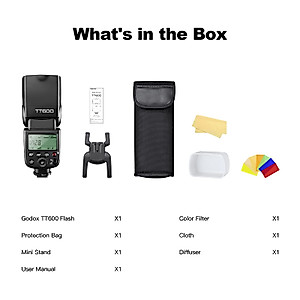 Godox TT600 GN60 2.4G 1/8000s Camera Flash Speedlite, 230 Full Power Flashes, 0.1-2.6s Recycle Time, Compatible for Canon, Nikon, Pentax, Olympus and Other DSLR Cameras with Standard Hotshoe & Filte