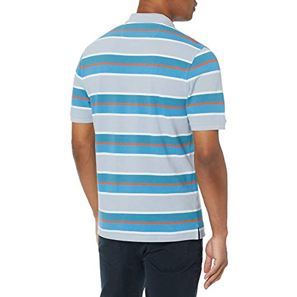 Amazon Essentials Men's Regular-Fit Cotton Pique Polo Shirt, Blue White Stripe, X-Small
