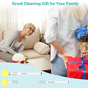 QYBEEDE Electric Cleaning Brush with Long Handle Rechargeable, Efficient Electric Spin Scrubber Cordless Tub and Tile Scrubber, Electric Scrubber Brush for Cleaning Bathroom Cleaning Tool Waterproof