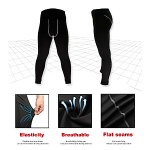 Lanbaosi Boys & Girls Sports Thermal Compression Base Layer Legging/Tights, Black, 7