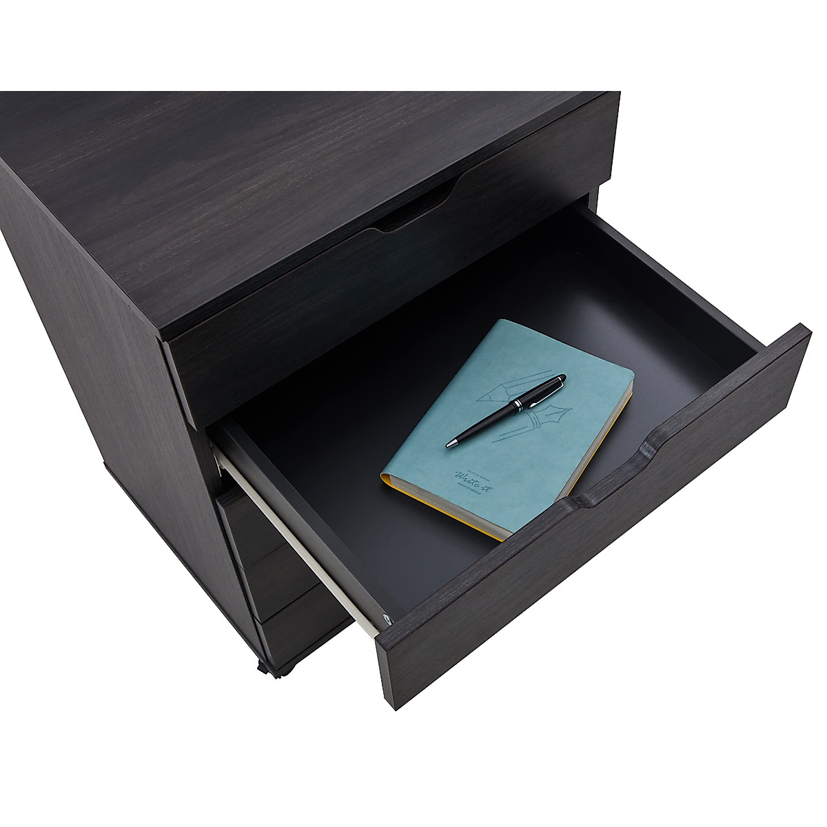 VICLLAX 5 Drawer Unit File Cabinet Under Desk Storage Cart for Home Office with Casters, Dark Walnut(Assemble Needed)