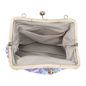 Women Mini Mermaid Scale Sequin Evening Handbag Clutch Chain Strap Cross-body Bag Kiss Lock