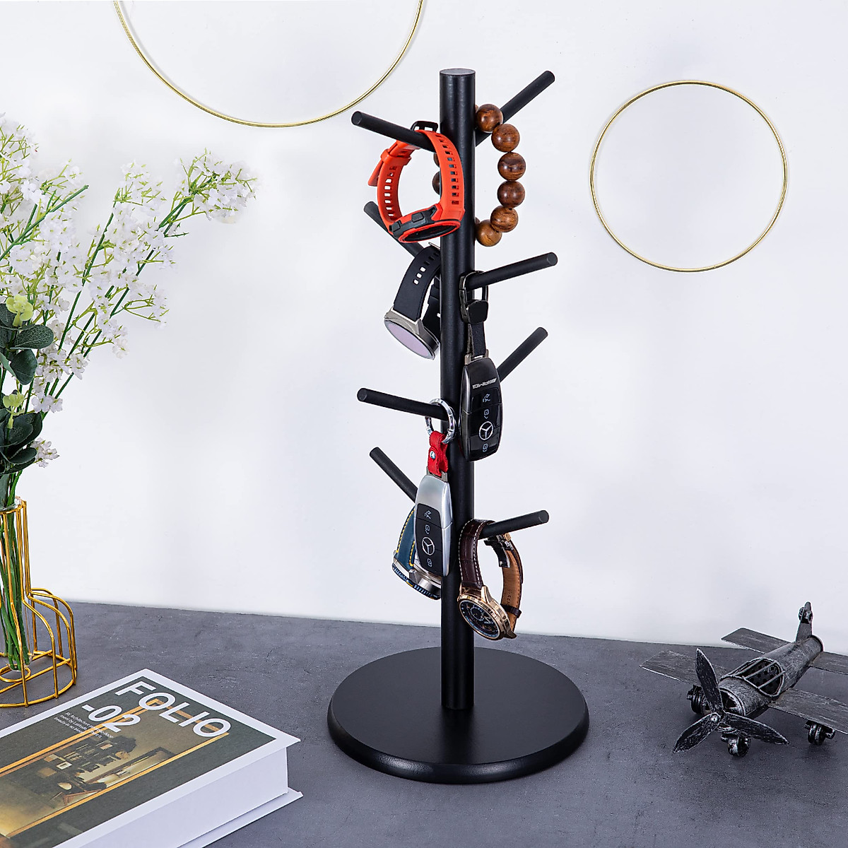 MyLifeUNIT Mug Tree, Coffee Cup Holder with 8 Hooks, Wood Mug Hanger Stand for Counter