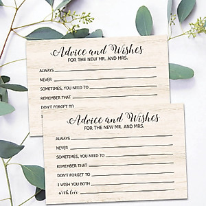 TENTADO Advice and Wishes Cards for the New Mr and Mrs, Bride & Groom, Newlyweds, Wedding Advice Cards Perfect for Bridal Shower or Wedding, Wedding Guest Book Alternative, Pack of 50 4x6 Inch