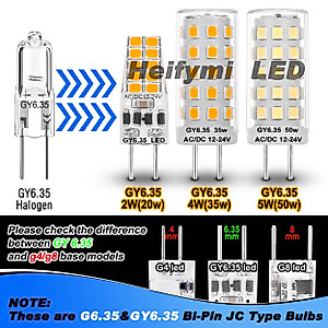 Heifymi 5W G6.35 LED Bulb Daylight White 6000K G6.35/GY6.35 Bi-Pin Base JC Type LED AC/DC 12-24V 50W Halogen Replacement Bulb for Pendant Puck Closet Accent Landscape Lights, Non-Dimmable, 5 Pack