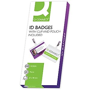 Q-Connect Hot Laminating ID Badge with Clip (Pack of 25)
