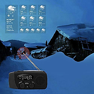 Upgraded Emergency Solar Weather Radio Hurricane Supplies Earthquake Kit Hand Crank Self Powered AM/FM/WB NOAA Wind up Survival Radios LED Flashlight 1000mAh Power Bank for iPhone Smart Phone
