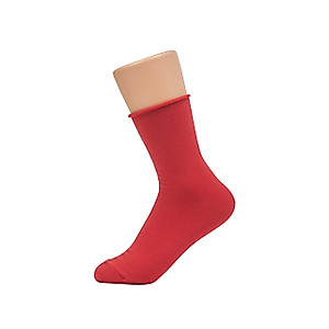 GRISIM Women's Roll Top Ankle High Relaxed Cotton Crew Socks, 3 or 4 Pairs (Shoe Size 6-9) (Rainbow_Red/Green/Purple/Navy)