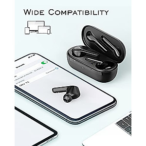 Wireless Earbuds, GRV T5 Bluetooth 5.0 Earbuds with Microphone 34H Playtime Touch Control Clear Call IPX7 Waterproof, Earbud & in-Ear Headphones for Sports (Black)