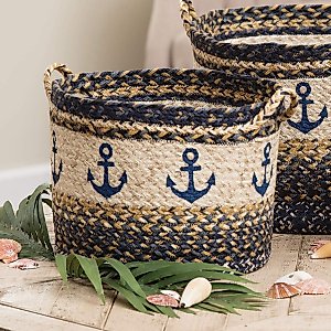 BLACK FOREST DECOR Anchor Braided Utility Basket - Medium