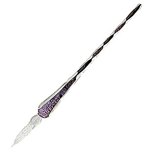 XIAOYU Mermaid Story Glass Pen, Mermaid Story Glass Dip Pen Ink Set, Mermaid Story Calligraphy Dip Pens, Starry Sky Crystal Calligraphy Pen and Ink Set with 12 Colorful Inks, Purple