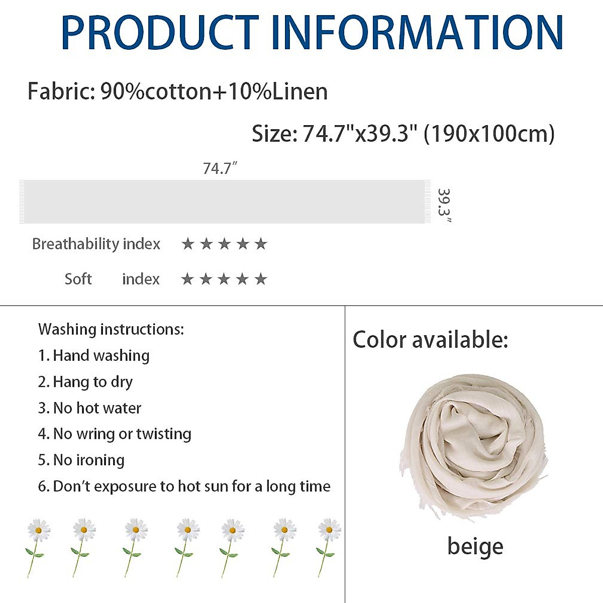 LMVERNA Beige Fashion Scarf Lightweight Soft Shawl Summer Beach Wrap Shawl for Women (Beige)