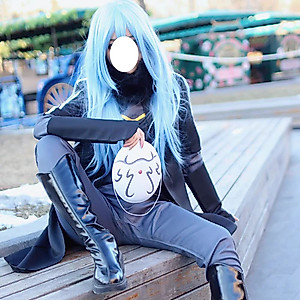 Han shan Rimuru Cosplay Costume Rimuru Cosplay Outfit Uniform Anime Costume Suit Full Set Halloween(BLACK(mask),XL)