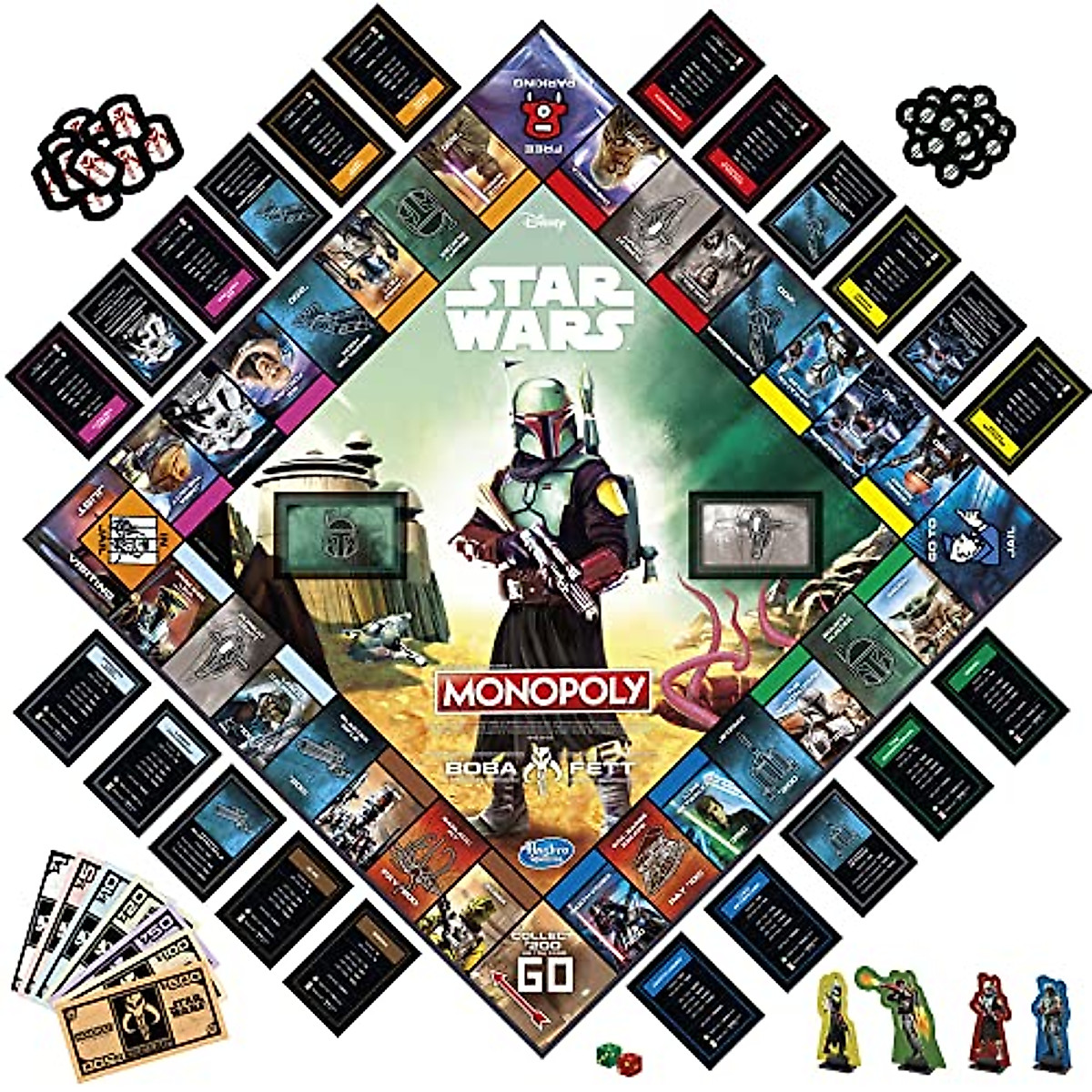 Hasbro Gaming Monopoly: Star Wars Boba Fett Edition Board Game for Kids Ages 8+, Inspired by The Star Wars Movies and The Mandalorian TV Series