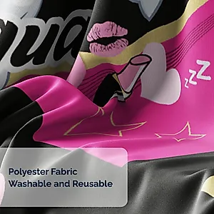 Slumber Party Decoration Kit - Includes Photography Backdrop & 10 Studio Selfie Photo Booth Props with Sticks - Sleepover Squad Pajama Girl Theme Studio Background Supplies