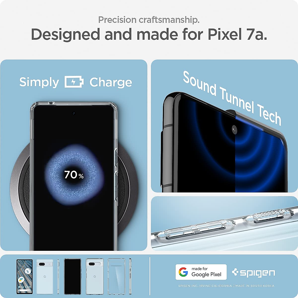 Spigen Ultra Hybrid Designed for Pixel 7a Case and Pixel Buds Pro Case (2022) Bundle