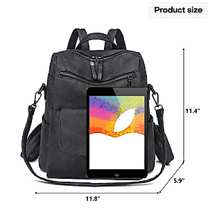 Osunnus Leather Backpack Purse for Women Vintage Fashion Travel Backpack Shoulder Bag, Black