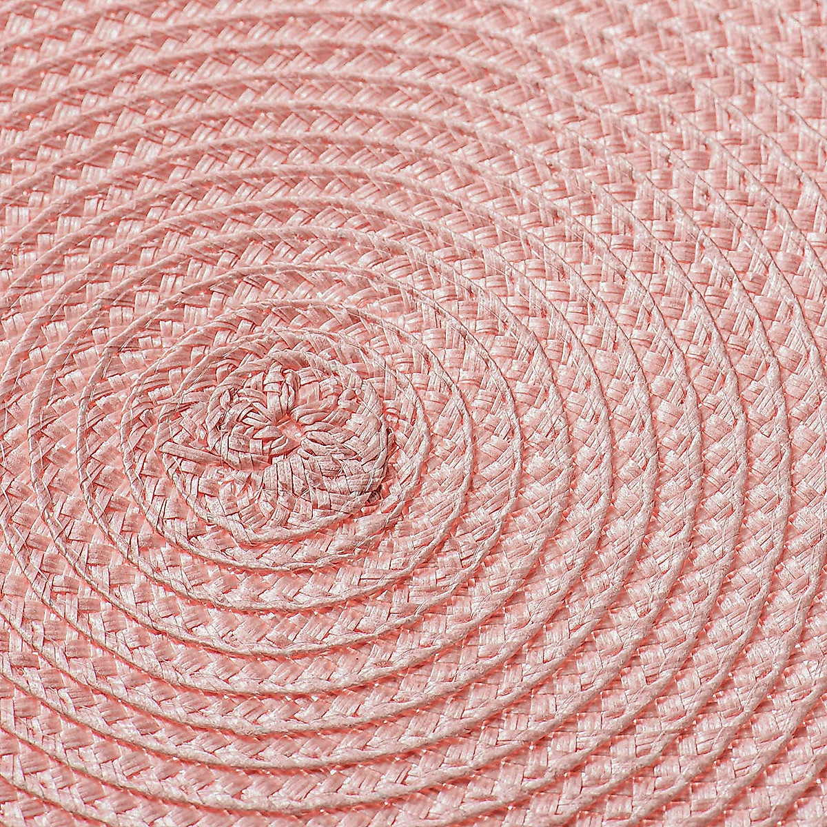 AHHFSMEI Round Braided Placemats 15 Inch Round Table Mats for Dining Tables Woven Heat Resistant Place mats Set of 6 (Pink)