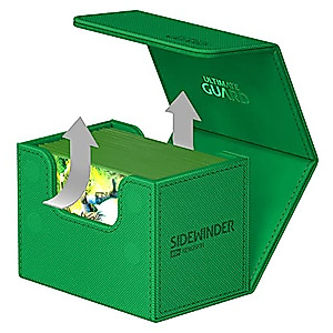 Ultimate Guard Sidewinder 80+, Deck Box for 80 Double-Sleeved TCG Cards, Green, Magnetic Closure & Microfiber Inner Lining for Secure Storage