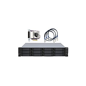 QNAP TL-R1200S-RP 12 Bay 2U Rackmount SATA 6Gbps JBOD Storage Enclosure with Redundant Power Supply. PCIe SATA Interface Card (QXP-1600eS) Included
