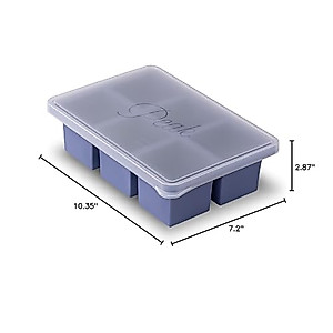 W&P Cup Cubes Silicone Freezer Tray with Lid, Blue, Makes 6 Perfect 1-Cup Portions, Freeze & Store Soup, Broth, Sauce, Leftovers, Dishwasher Safe