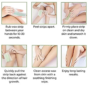 Amira Beauty - Wax Strips Infused with Aloe Vera Pre Applied Ready to Use Hair Removal Waxing Strips for Legs and Body Suitable for All Skin Types (32)