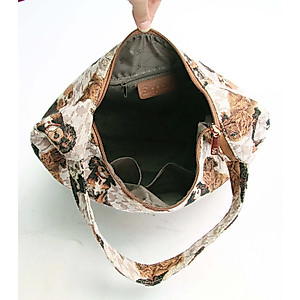 Signare Tapestry Hobo Shoulder bag Slouch Purse For Women with Cavalier King Charles Spaniel Dog Design (HOBO-KGCS)