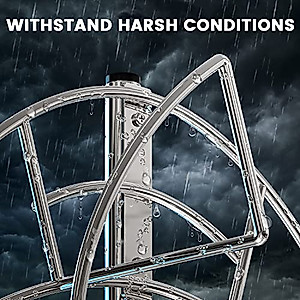 Stainless Steel Garden Hose Holder, SOLIGT Heavy Duty Freestanding Hose Stand, Rustproof Water Hose Holders for Outside Yard - Sturdy to Hold 150ft Hoses