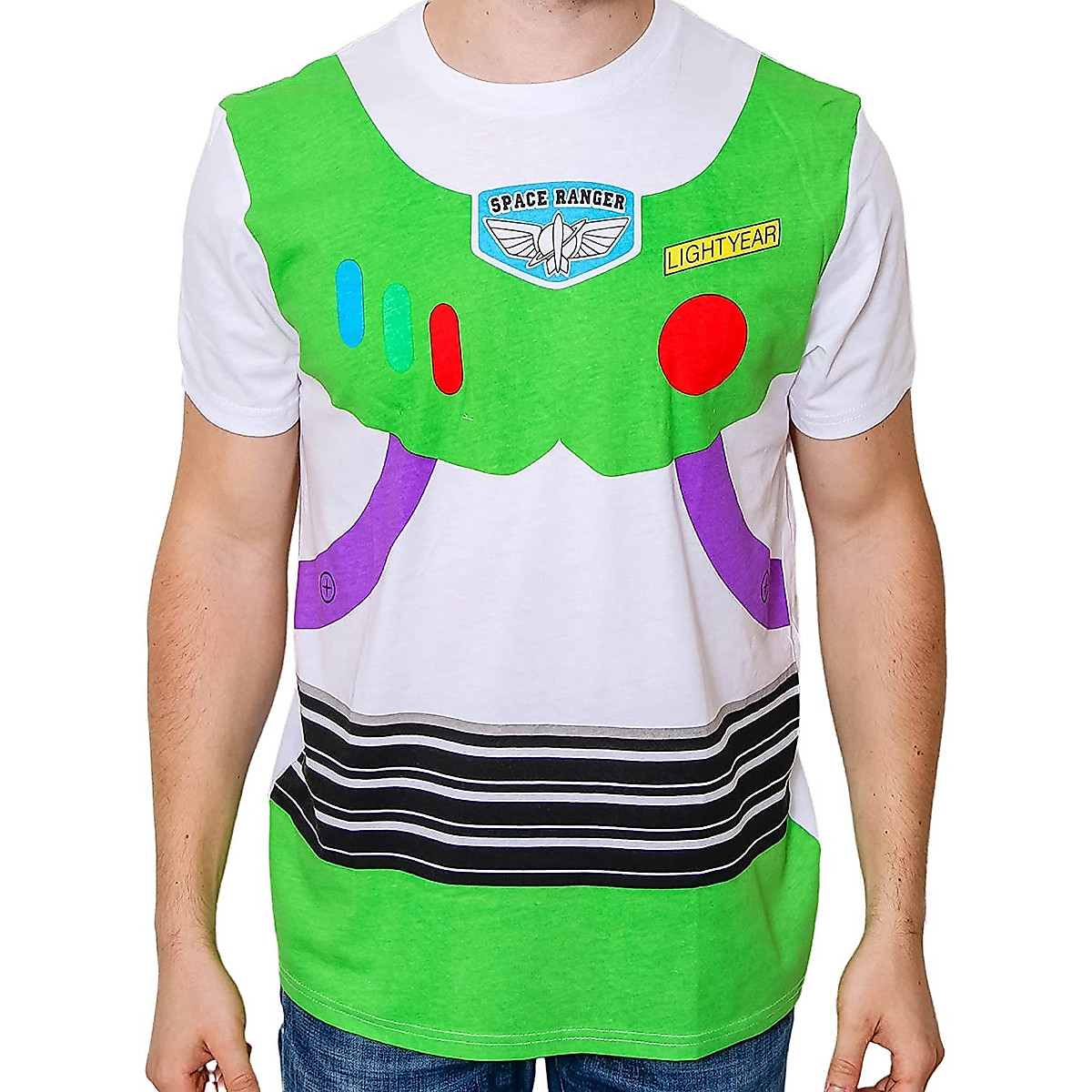 Toy Story Buzz Lightyear Astronaut Costume Adult T-Shirt (XSM, White)