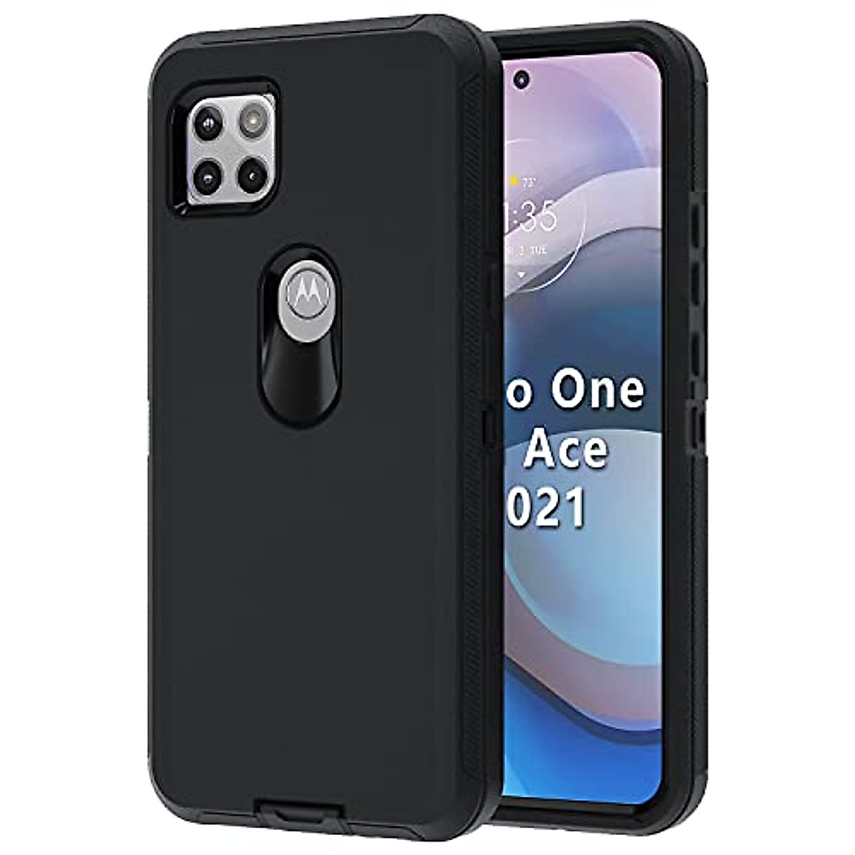 NUFR for Moto One 5G Ace Case,Motorola One 5G Ace 2021 Heavy Duty case[ with Clip], [Shockproof] [Dropproof] [Dust-Proof], Compatible with Motorola one 5G ace (Black)