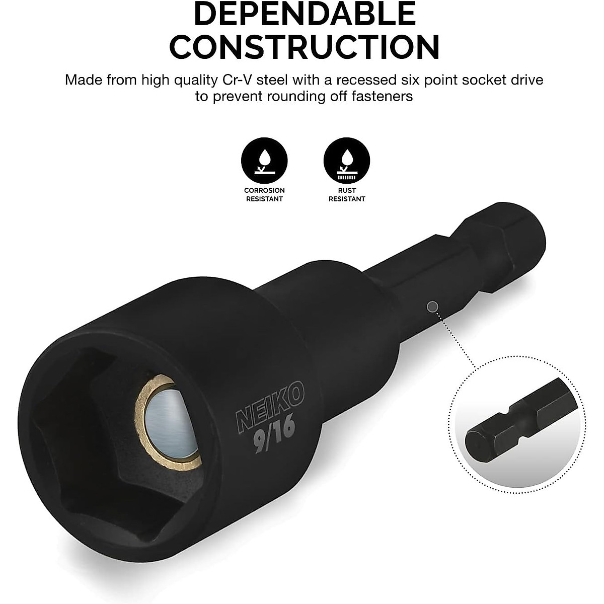 NEIKO 10250A Magnetic Hex Impact Nut Driver Set, 12-Piece Driver Bit Set for Drill, Cr-V Steel, 1/4" Quick-Change Hex Shank Nutsetters, Impact Rated SAE & Metric Master Impact Driver Socket Set