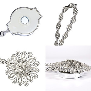 SUQ I OME Luxury Big Crystal Magnetic Curtain Tieback Flower Curtain Clips Buckle with Stretchy Wire Rope for Home Office Decoration(Silver D,2PCS)