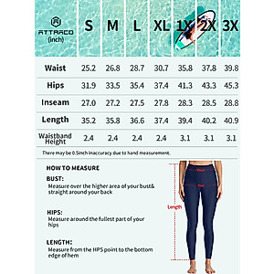 ATTRACO Swim Leggings Women Swimming Pants UPF 50+ Rash Guard Pants Black L