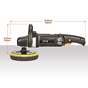 SPTA Buffer Polisher, 7 Inch 180mm Rotary Polisher Car Polisher Electric Polisher RO Polisher & Polishing Pads Set for Auto Buffing and Polishing