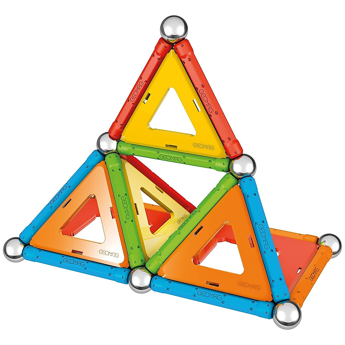 Geomag Magnetic Sticks and Balls Building Set, Magnet Toys for STEM, Creative, Educational Construction Play, Swiss-Made Innovation, Confetti 50 Piece Age 3+, Light Blue, Orange, Green, Red, Yellow