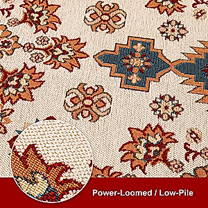 Traditional Collection Oriental Area Rug, 5’ x 6.6’ Non-Slip Washable Rugs for Living Room, Red Medallion Nursery Room Apartment Bedroom Rug Large Carpet for Dining Room Studio Office