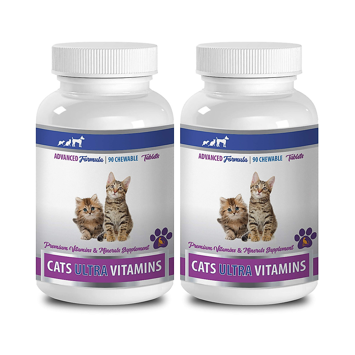cat Vitamins Skin and Coat - CAT Ultra Vitamins - Essential Minerals and NUTRIENTS - Immune Support - Hair and Coat Health - biotin for Cats - 2 Bottles (180 Chewable Tablets)